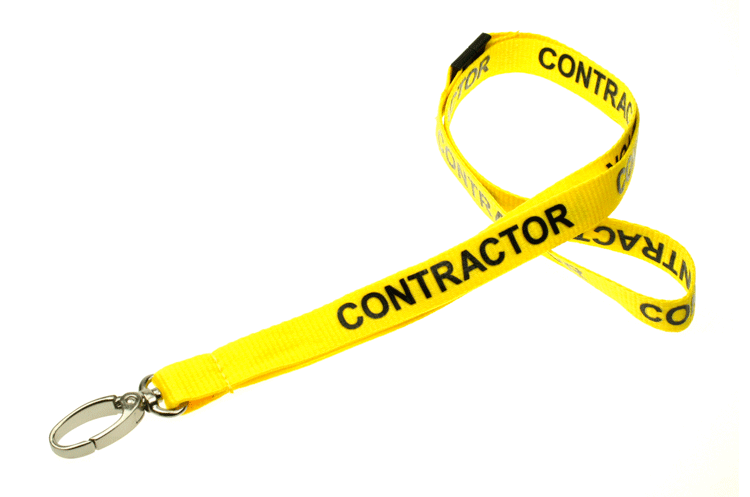 Contractor Lanyard Printed With Contractor Repeatedly