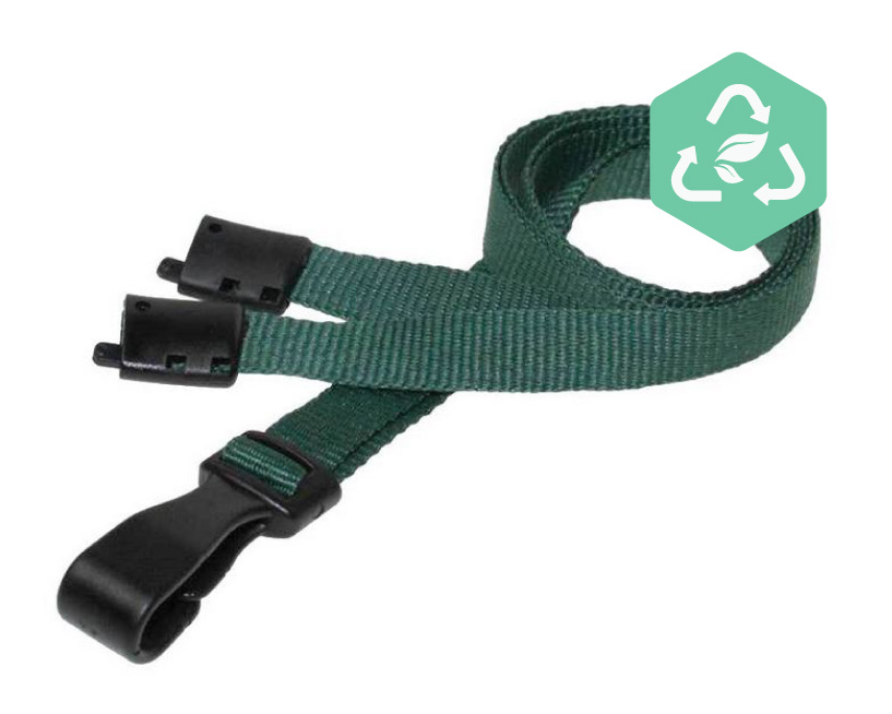 Recycled Plain Green Lanyards with Plastic J Clip (Pack of 100)