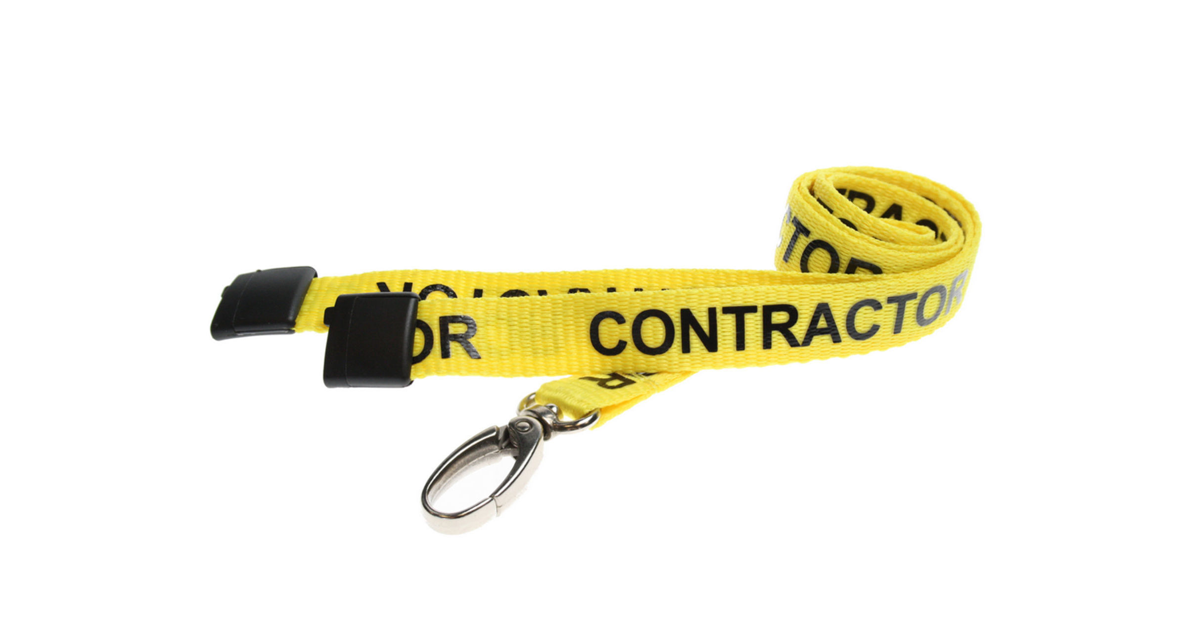 Yellow Contractor Lanyards with Metal Lobster Clip (Pack of 100)