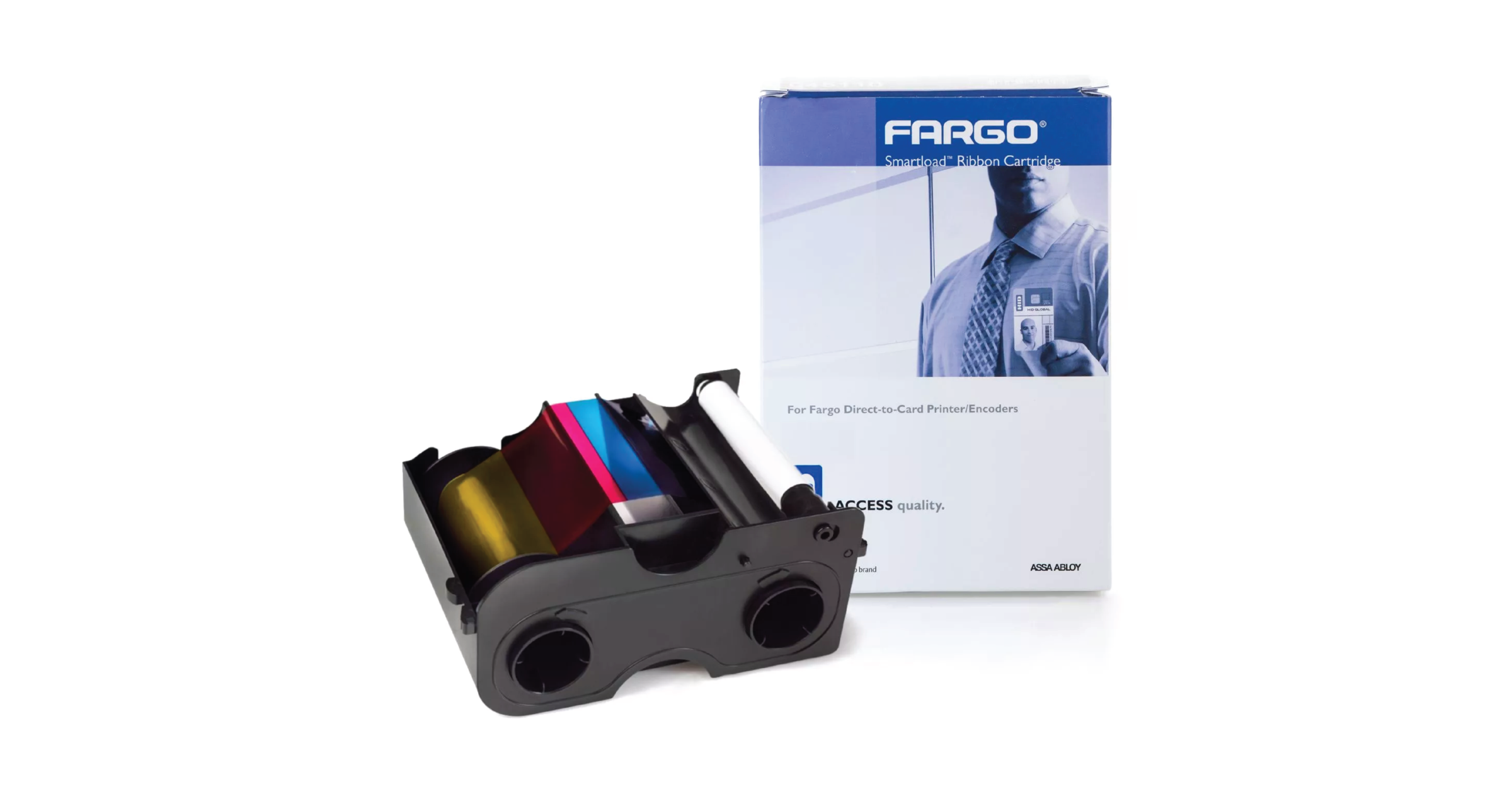 Fargo 45000 YMCKO Colour Ribbon with Cleaning Roller (250 Prints)